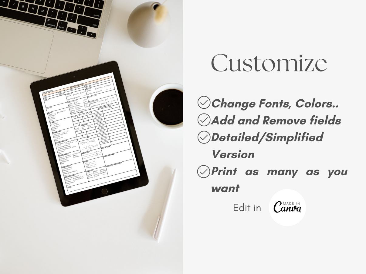 Medical/ Surgical/ Telemetry Nurse Report Sheet template – Bahandi.
